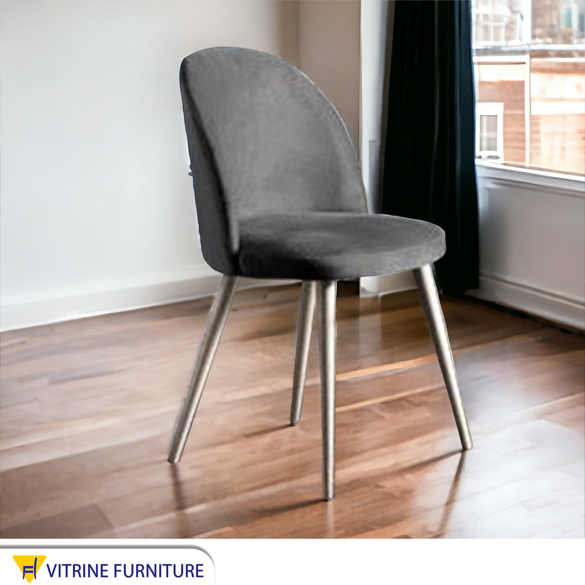 Round back chair upholstered in grey - Vitrine Furniture