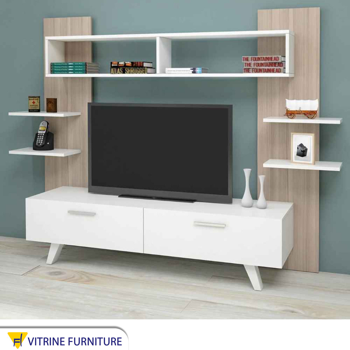 TV cabinet with side shelves - Vitrine Furniture