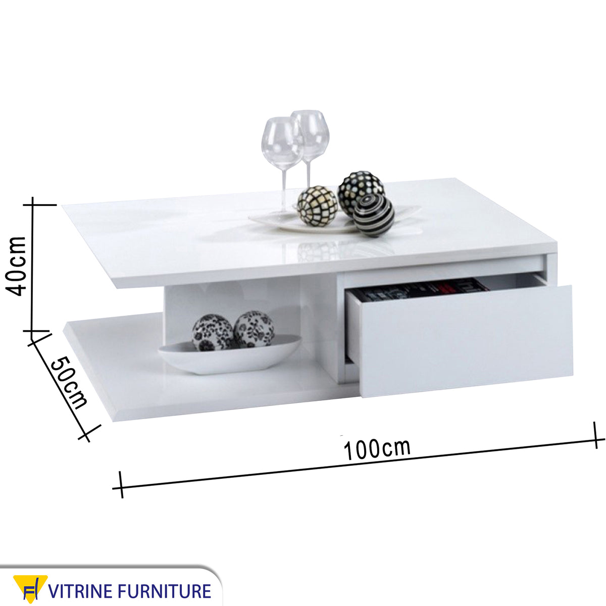 Glossy white center table - Vitrine Furniture
