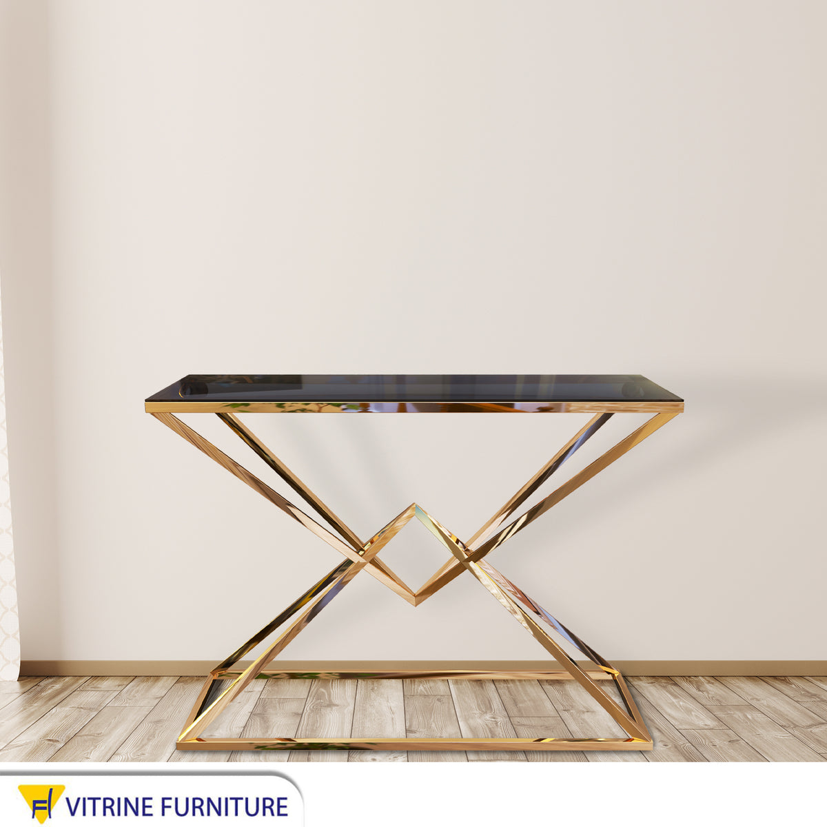 Console with a chassis shaped like overlapping pyramids - Vitrine Furniture
