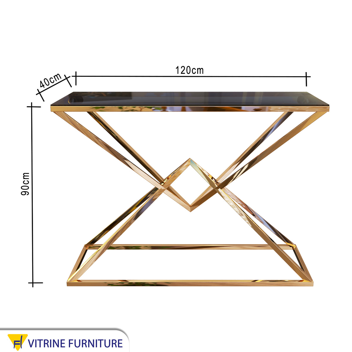 Console with a chassis shaped like overlapping pyramids - Vitrine Furniture