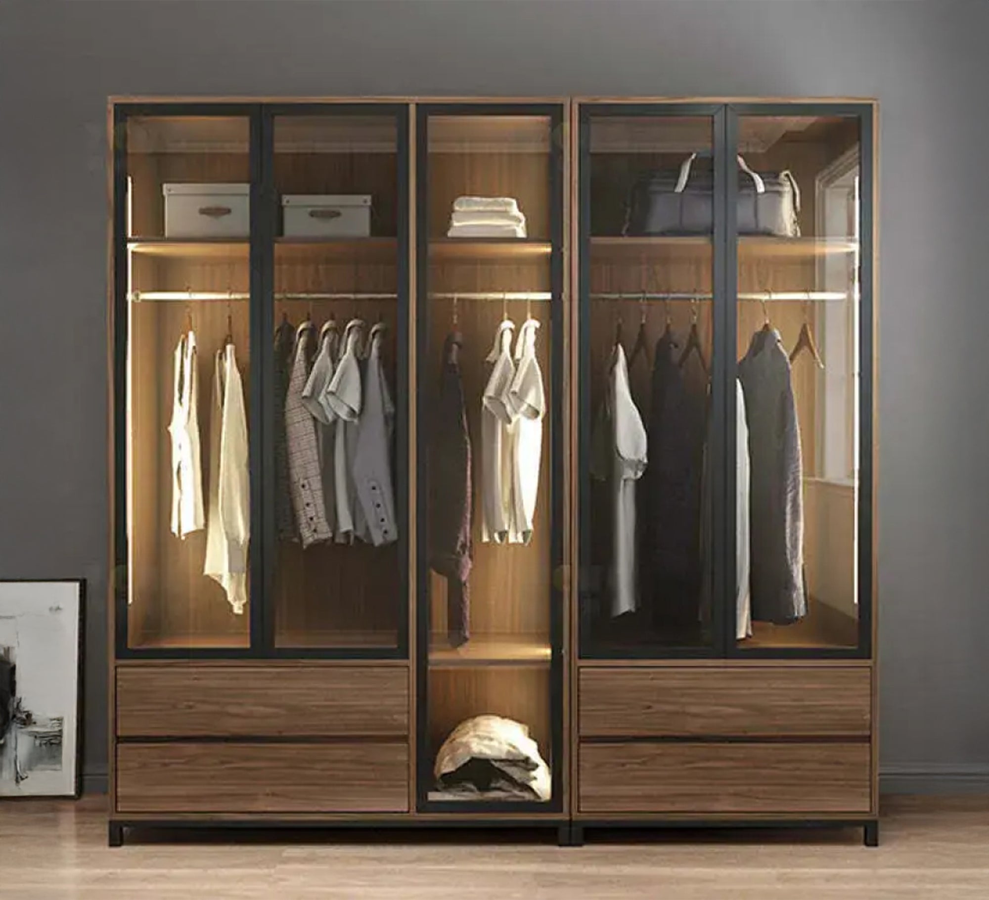 Five-door dressing table with clear glass – Vitrine Furniture