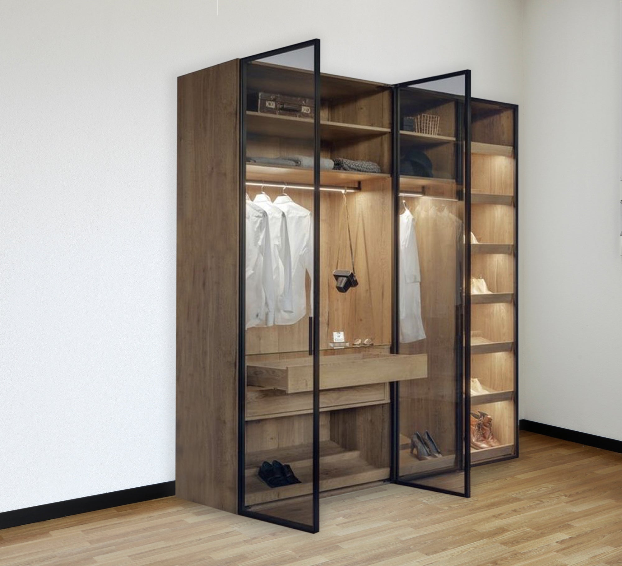 Elegant Large Glass Leaf Cupboard | Stylish Storage Solution – Vitrine ...