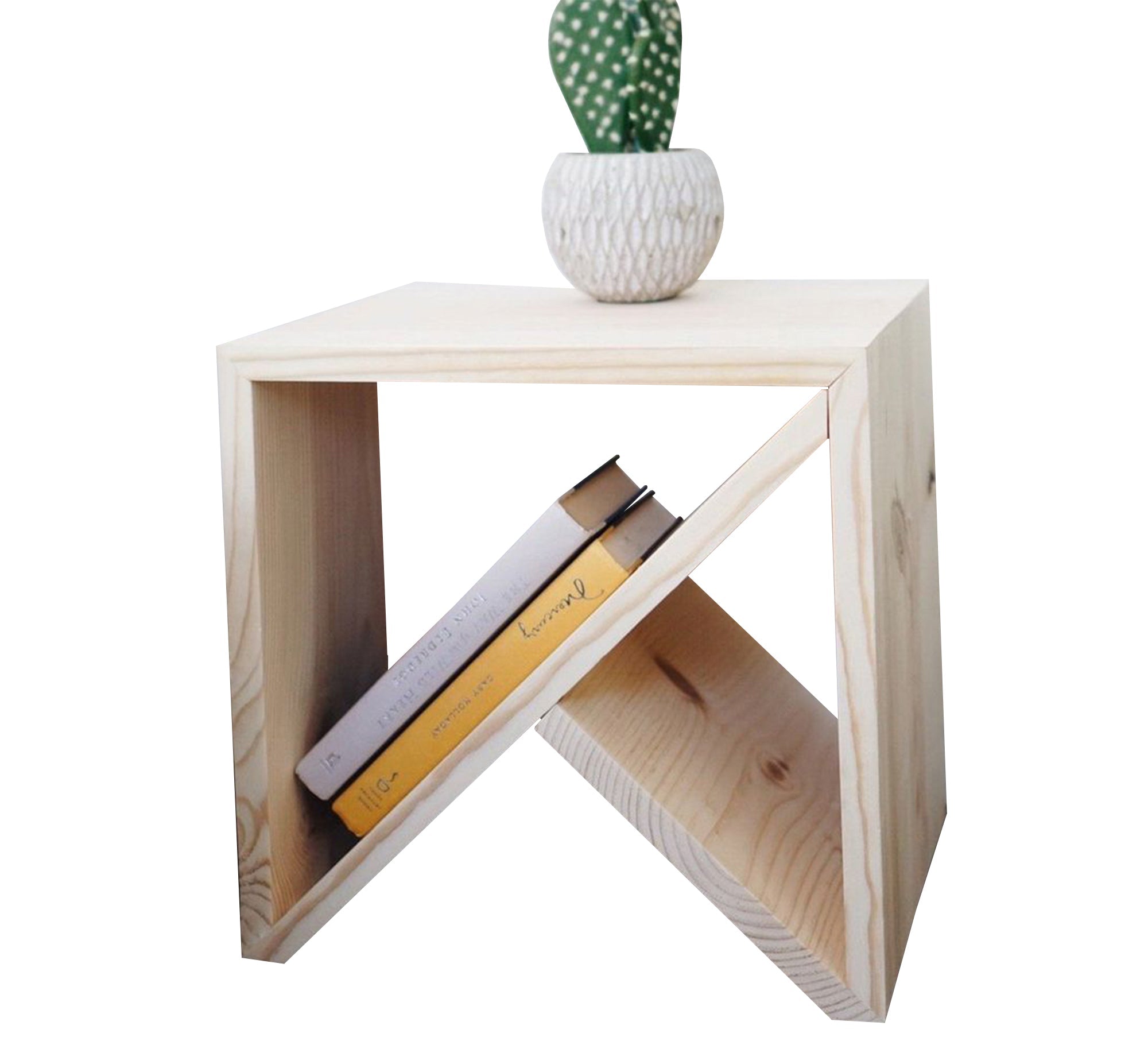 Light wood side table with a sloping shelf - Vitrine Furniture