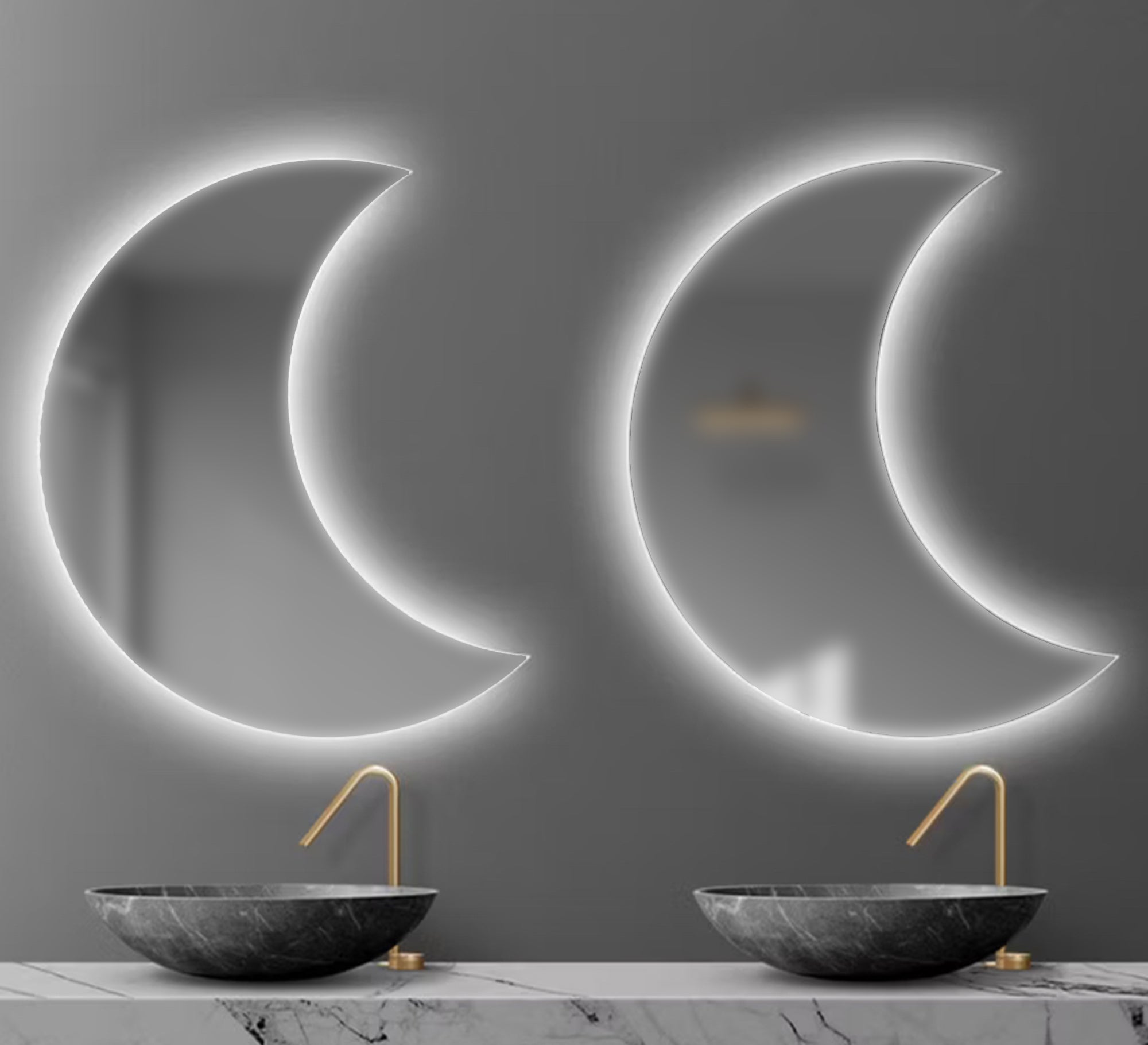 Two crescent-shaped mirrors – Vitrine Furniture