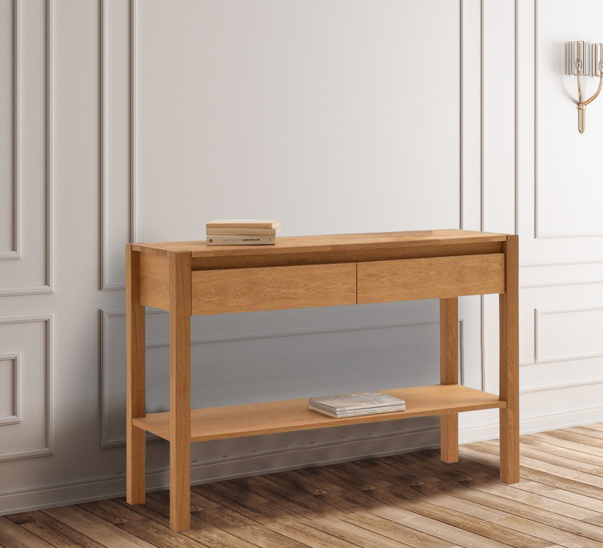 Wooden console table with drawers and shelf – Vitrine Furniture
